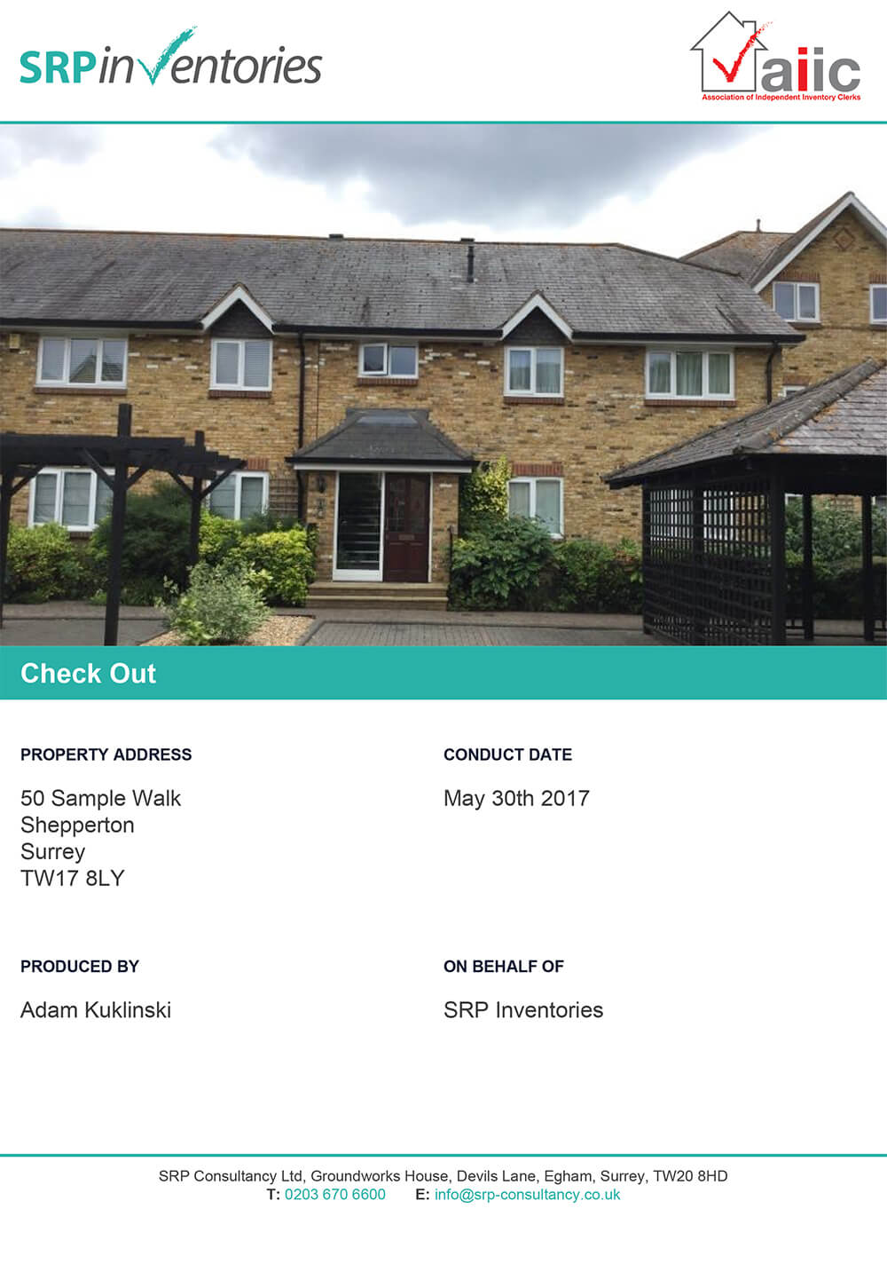 Check-Out & Damage Reports | S.R.P. Inventories | UK Nationwide Service